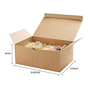 Frantis Brown Gift Boxes 9.45x6.5x4 Inches 10 Pack， Paper Gift Box with Lids for Bridesmaid Gifts, Birthday, Party, Christmas，Wedding, Crafting Cupcake Boxes, With 66 FT Twine