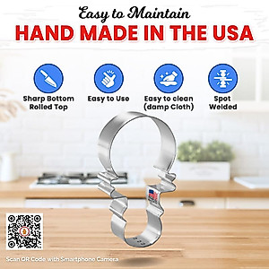 Foose Brand Baby Rattle Cookie Cutter Cookie Cutter 4 in, Tin Plate Steel, Handmade in USA