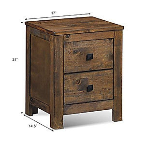 Giantex Nightstand with 2 Sliding Drawers, Full Assembled Rustic Multipurpose Storage Beside Table for Bedroom, Wooden Storage Cabinet End Table (2, Coffee)