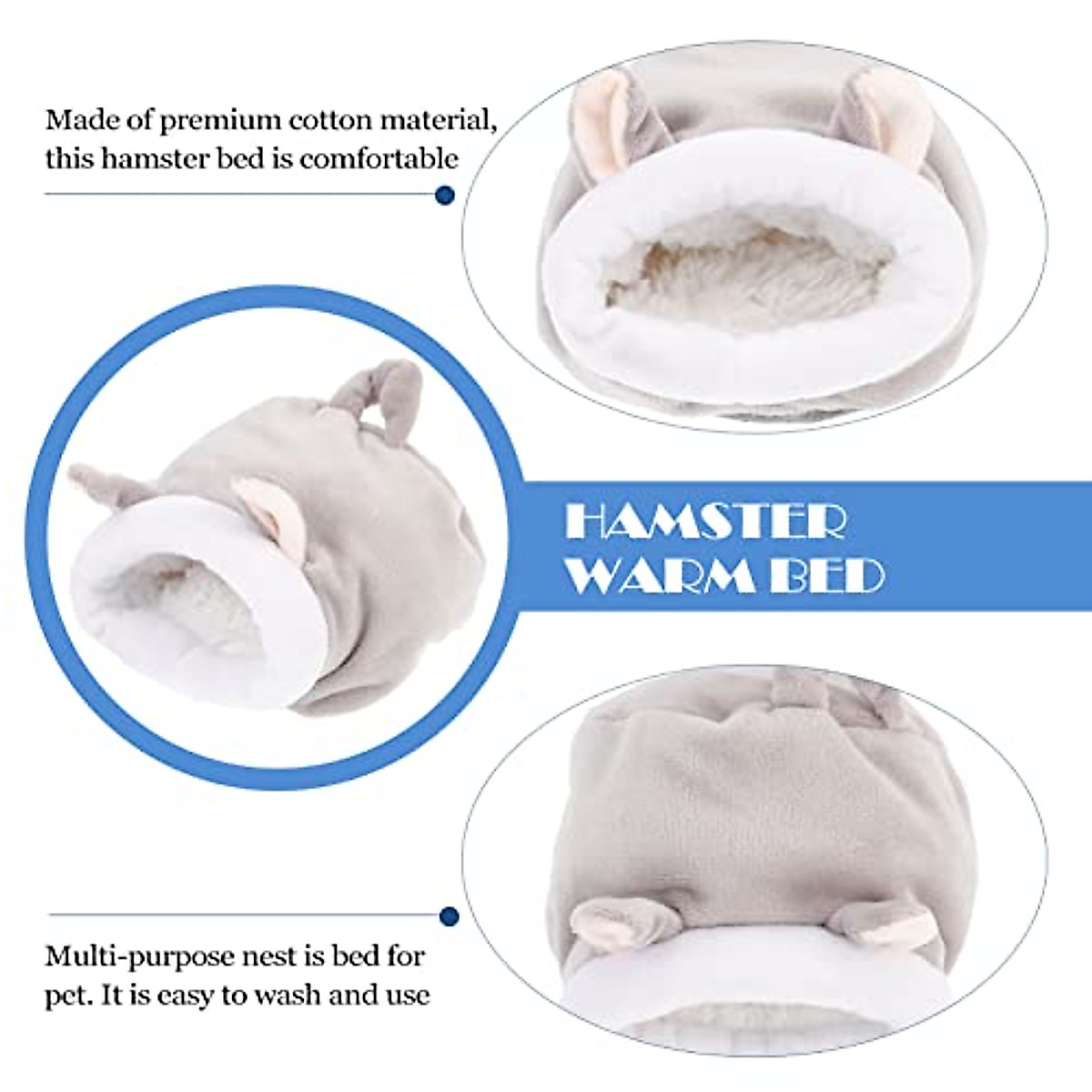 ibasenice Guinea Pig Bed Hamster Warm Bed Fleece Cave Bed Bearded Dragon House Warm Habitat Hut for Ferret Rat Mini Small Animal, 1pc