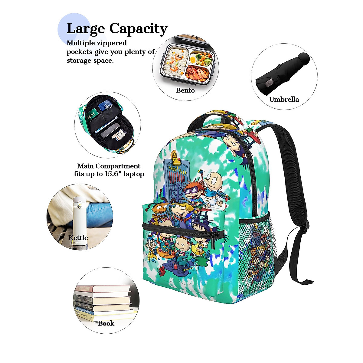 QIAOQIAOTA Anime Backpack 3D All-Over Tie-dye Print Bookbag for Boys Kids Large Capacity 16.5 inch Travel Bag Laptop Backpacks