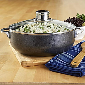 IMUSA USA 3.2-Quart Nonstick Charcoal Caldero (Dutch Oven) with Glass Lid,Black