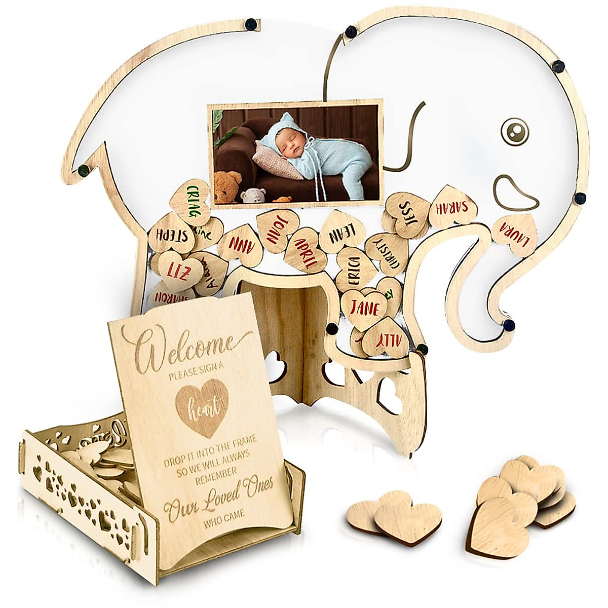 Bossy Baby,Elephant Baby Shower Guest Book Alternatives,Elephant Baby Shower Decorations,Baby Sonogram Frame Keepsake- Elephant Nursery Decor Photo Frame,Safari Nursery Decor,(Elephant Theme)