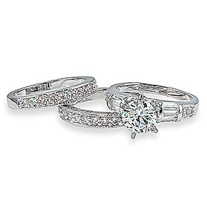 COSJOOHY 925 Sterling Silver Bridal Ring Sets Emerald Cut CZ Engagement Rings Vintage Promise Rings Platinum Big Women CZ Rings Set Bling Princess Cut Cubic Zirconia Size 6-10 (8)