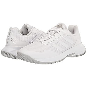 adidas womens Gamecourt 2 Tennis Shoe, White/White/Grey, 7.5 US