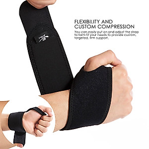 HiRui 2 Pack Wrist Brace Wrist Wraps, Wrist Compression Straps Wrist Support for Workout Tennis Weightlifting Tendonitis Sprains Carpal Tunnel Arthritis Pain Relief, Adjustable (Black)
