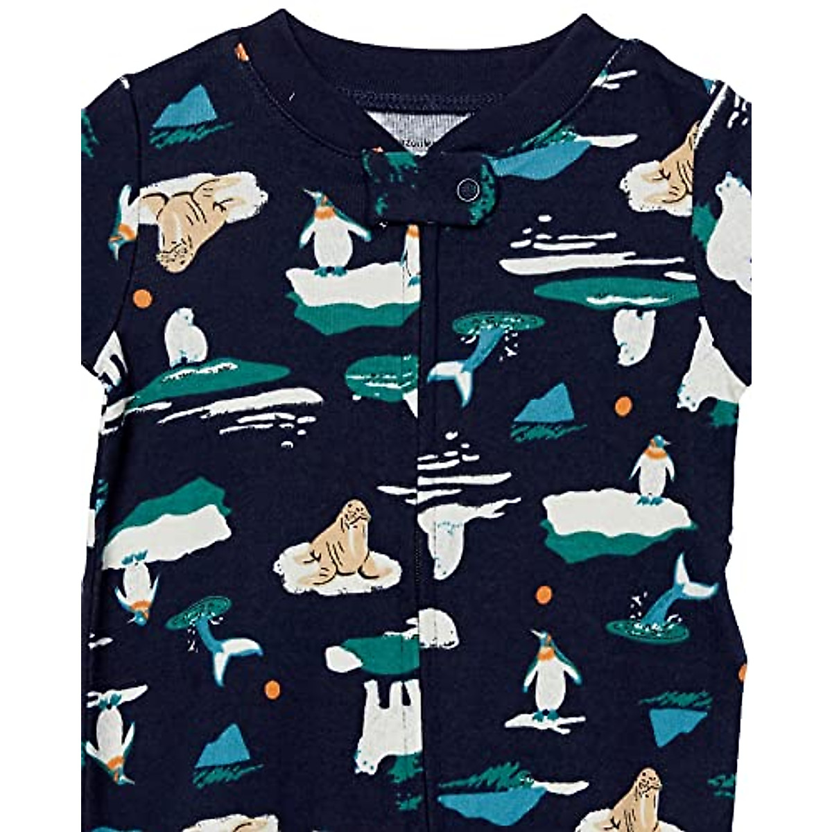 Amazon Essentials Baby Girls' Snug-Fit Cotton Footed Sleeper Pajamas, Pack of 2, Navy/Arctic Creatures, 12 Months