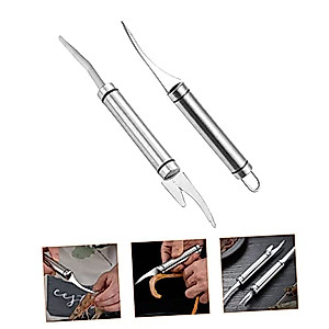BESTonZON 4 Pcs Stainless Steel Shrimp Wire Knife Oyster Opener Household Gadgets Fishing Accessories Prawn Peelers Seafood Shrimp Cleaner Shrimp Fork Picks Shrimp Tool Fish Tool Fish Scaler