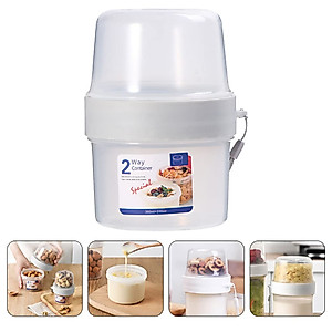 Hemoton 1 Set double layer crisper hot food flask cereal and milk thermal food jar hot food jar vacuum food containers Sealed Cereal Oatmeal small container yogurt white plastic pp office