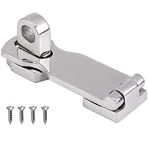 ISURE MARINE Grade Stainless Steel 3" Heavy Duty Door Hasp with Turning Padlock Eye Mount with Screws