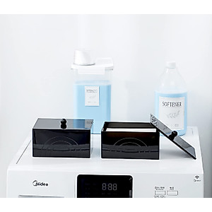 zoocatia Laundry Dryer Sheet Holder Clear Detergent Pods Container Dryer Balls Dispenser with Lid, Acrylic Plastic Storage Box for Laundry Room, Transparent black