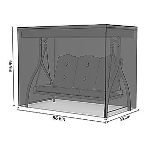 Patio Outdoor Garden Swing Covers, 3 Seater Hammock Waterproof and Weather Protection Durable Porch Swing Covers,Black