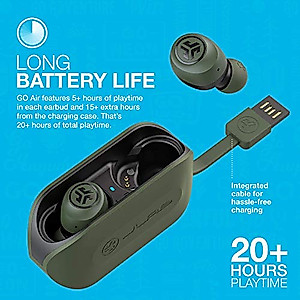 JLab Go Air True Wireless Bluetooth Earbuds + Charging Case - Green - Dual Connect - IP44 Sweat Resistance - Bluetooth 5.0 Connection - 3 EQ Sound Settings Signature, Balanced, Bass Boost