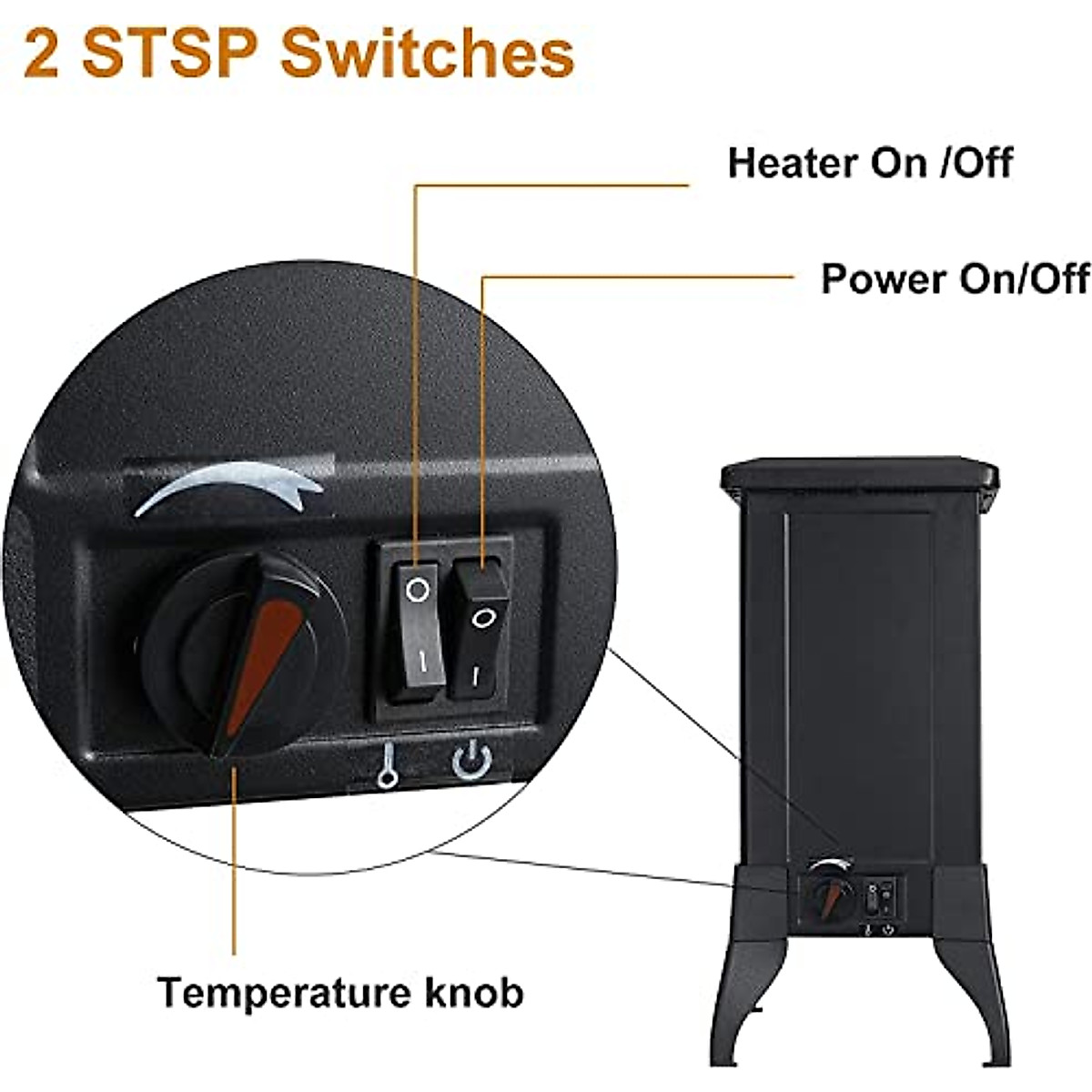 Freestanding Electric Fireplace Realistic Log Flame Stove 14" 1400W Overheating Safety Protection