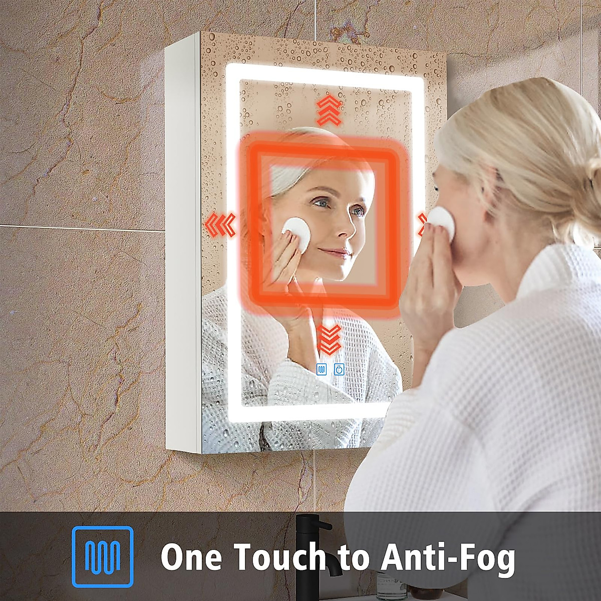 LALAHOO Medicine Cabinets for Bathroom,Medicine Cabinet Mirror,Lighted Medicine Cabinet with LED Lights,Adjustable Shelf, 3-Color, Dimmer,Defogger,20"x28"