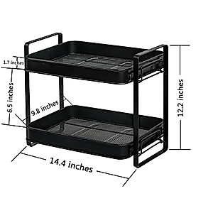 Bathroom Counter Organizer,Goporcelain 2 Tier Perfume Organizer Cosmetic Makeup Organizer for Vanity Kitchen Bathroom Organizer Countertop Vanity Shelf Tray Sink Storage Skincare Organizer Spice Rack