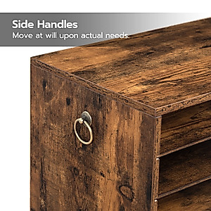 HOOBRO Literature Organizers, 12 Compartments Office Mailbox with Adjustable Shelves, Wood Countertop Literature Sorter for Office, Home, Classroom, Mailrooms Organization Rustic Brown FG12WF01