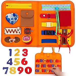 Baby Busy Board Montessori Toys for Kids - Baby Sensory Toys for Toddlers - Toddler Busy Board for 3+ Year Old - Baby Sensory Board Learning Toys Gift for 3+ Year Old Boys & Girls