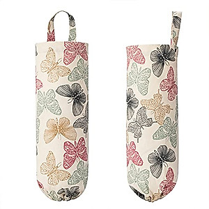 XCX Grocery Bags Holder and Dispenser for Plastic Bags, Holder for Plastic Grocery Bags, Canvas, 2 Pack, Butterfly