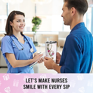 HOMISBES Nurse Tumbler For Women - Appreciation Nurse Gifts - Nurse Coffee Travel Mug Birthday Christmas Cups Nurse Week - Nursing School Graduation for Nurses Stainless Steel Tumbler 20oz