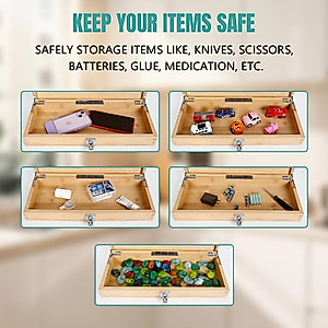 Knife Storage Box with Lock - Derkerry Kitchen Lockable Bamboo Knife Organizer - Knives Not Included