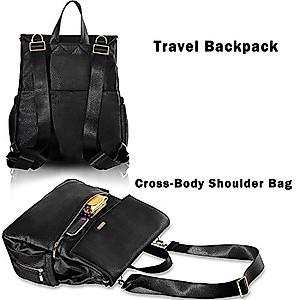 LANDICI Diaper Bag Backpack for Mom,Multifunction Leather Maternity Baby Changing Bag with Stroller Straps,Wipes Pouch,Diaper Bag Organizer,Fashion Diaper Bag Tote for Women,Black