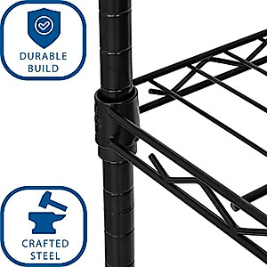 Seville Classics Solid Steel Wire Shelving Storage Unit Adjustable Shelves Organizer Rack, for Home, Kitchen, Office, Garage, Bedroom, Closet, Black, 5-Tier, 30" W x 14" D (New Model)