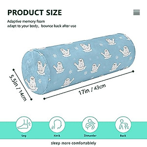 Vnurnrn Cute Cartoon Seal Pup Neck Support Pillow Round Neck Roll Bolster Cylinder Pillow Cervical Pillows Back Pillow for Leg Knee Back Head Support for Work Women Men Traveling Headrest