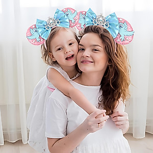 zhezesmila Shiny Mouse Ears Headband, Hot Chicken Ears with Sparkly Bow Hawaii-Headwear Decoration Hair Accessories for Girls Women Adult Kids Birthday Party