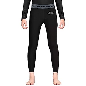 Elite Sports Kids MMA BJJ Athletic Spats Leggings Tights, Kids Jiu Jitsu Compression Base Layer Training Workout Pants (Black, X-Large)