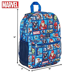Marvel Comics Avengers Iron Man, Thor, Captain Marvel, Spiderman Backpack for Kids, 16 inch
