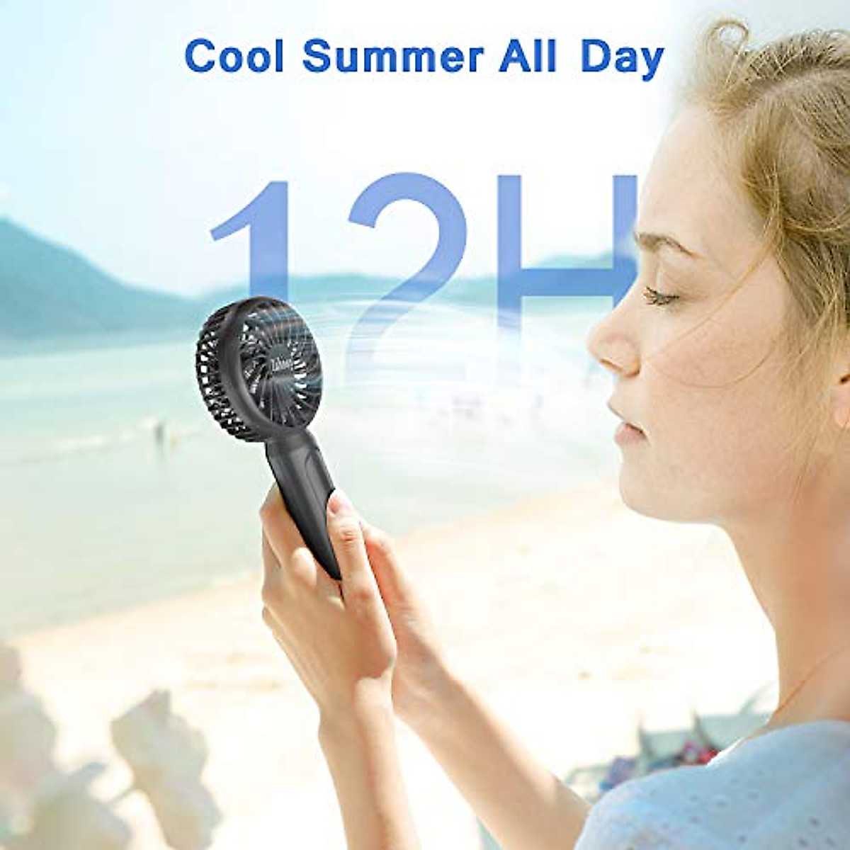 Zahooy Mini Handheld Fan,Small Personal Desk Fan,USB Rechargeable Battery Operated Portable Fan with 4 Adjustable Speeds,Strong Wind Cooling Fans for Office Travel Outdoor Camping Home Fitness(Black)