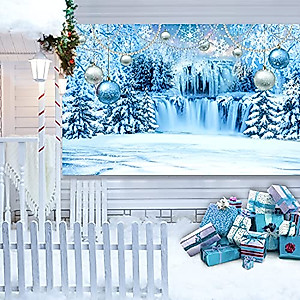 DUAIAI Winter Christmas Backdrop, Birthday Party Decorations Frozen Crystal Pendant Ice and Snow White World Wonderland Background Banner for Children Photography Backdrops
