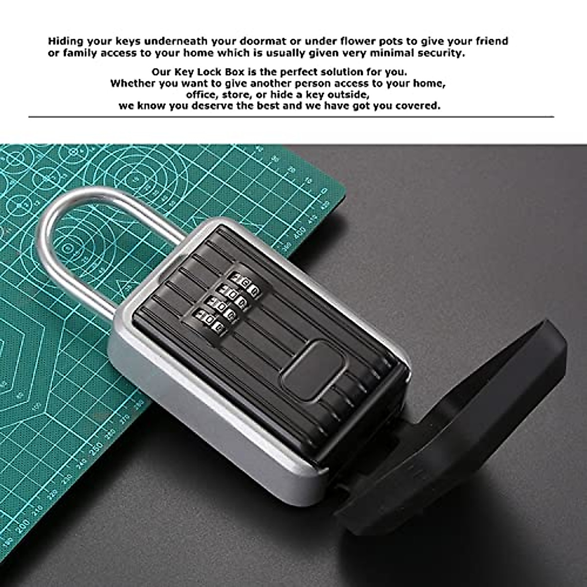 Key Lock Box with 4-Digit Combination, Lock Box Outside for House Key, Wall Mounted Weatherproof Resettable Code Key Lock Box for Outside, Ideal for Homes Hotels Schools