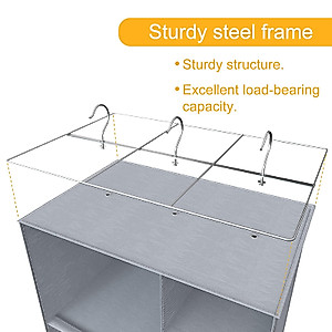 coastal rose Hanging Shoe Closet Storage Organizer, 15 Sections Closet Organizers and Storage Shelves Shoe Rack Holder Hanger, Grey