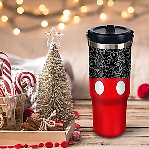 thmasamwr Cute Mouse Tumbler with Lid and Straw, Stainless Steel 30oz Tumbler with Handle, Cartoon Mouse Gifts Coffee Mug Water Bottle Cups for Women and Girls