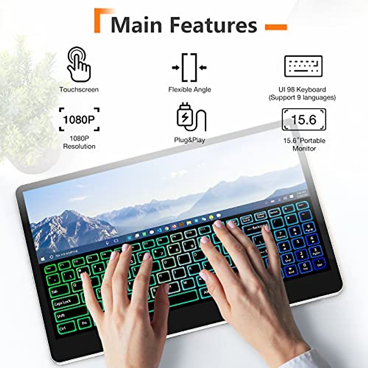 FLYTOCCA 15.6" Touchscreen Portable Monitor, 10-Point Touch Screen Monitor, 1080P FHD IPS External Monitor Display Screen for Laptop PC Phone Mac Xbox PS5/PS4 Switch