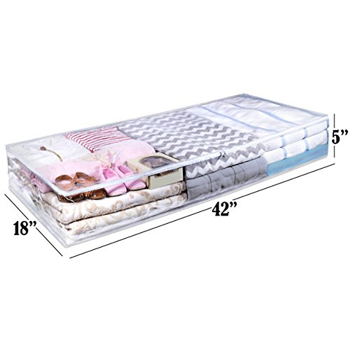Clear Underbed Storage Bag - Durable Vinyl Material to Shield Your Contents from Dust, Dirt and Moisture. Easy Gliding Zipper for Easy Access and Label Pocket for Easy Identification. (2-Pack)