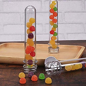 LASSUM 10 Pack 40ml Clear Plastic Test Tubes with Screw Caps Multi- Purpose Plastic Vials Containers for Scientific Experiments, Party, Decorate The House, Candy Storage