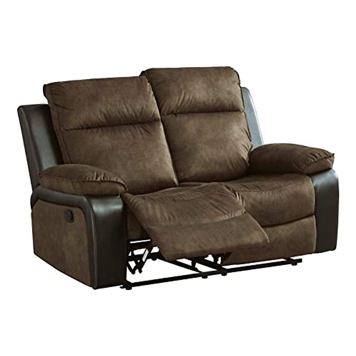 Signature Design by Ashley Woodsway Traditional Pull Tab Reclining Loveseat, Brown