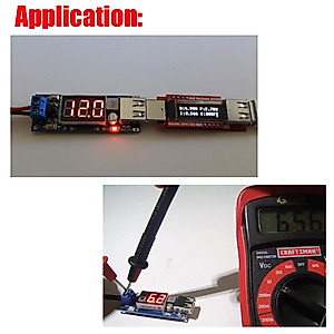 DAOKI 2 Pack DC-DC Buck Voltage Converter 6.5-40V to 5V 2A Step-Down USB Output Voltmeter Module Low Power Transformer with LED Display, 24AWG Wire