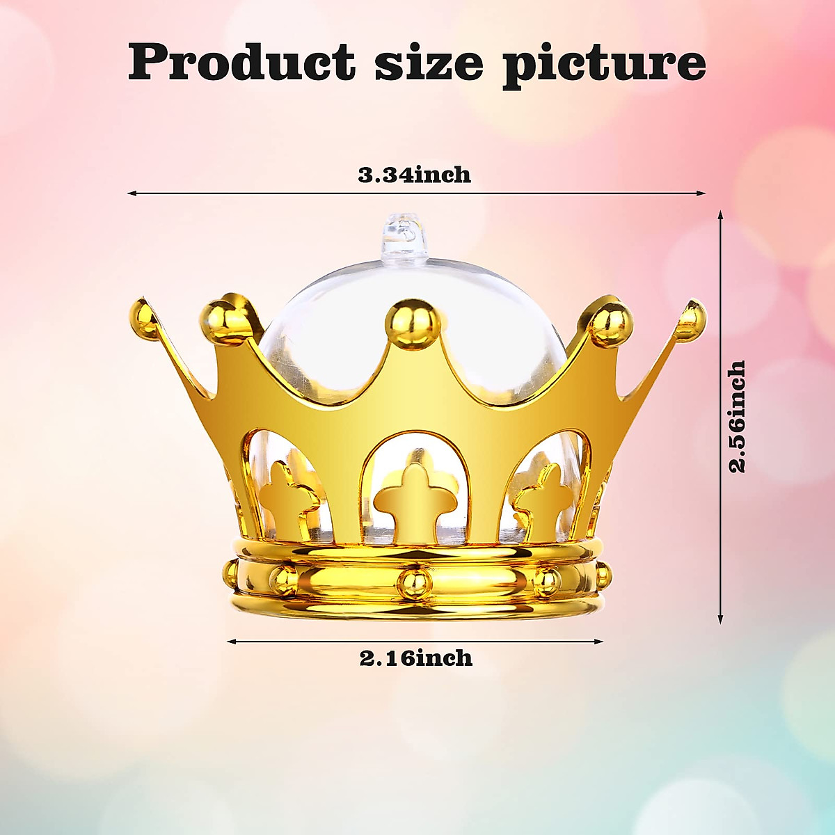 18 Pcs Gold Fillable Crown with Dome Mini Plastic Crown Decoration Candy Gift Boxes Fillable Decorative Crown Party Favor Box Crown Candy Containers for Baby Shower Birthday Wedding Party Supplies