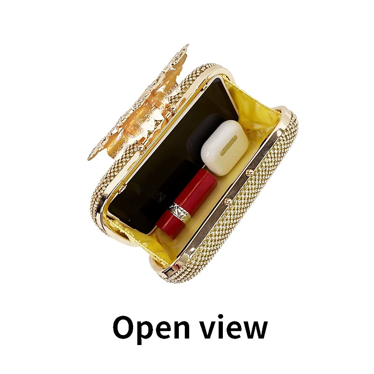 shiiriin | Women's Rhinestones Bling Crystal Clutch Purse Hand Bag | Bridal Wedding Daytime Evening Party (Gold)