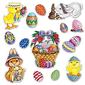 Beistle Easter Basket & Friends Cutouts 28 Piece, 4" - 15.25", Multicolored