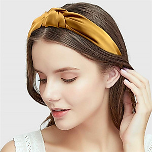 9 Pack Women Top Knotted Headband Silk Cross Twist Hairband Wide Stain Headband Girls Elastic Hair Band Headwear Accessories Gold Headband is a Classy Headbands for Lady