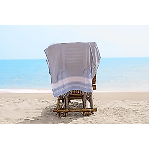 LANE LINEN 100% Cotton Beach Towel with Bag 2 Piece Towels for Adults 39"x71" Pool Extra Large Quick Dry Sand Travel - Sky Blue