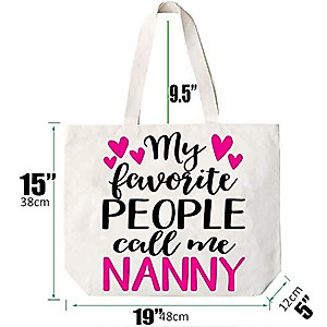COCOVICI Nanny Tote Bag | My Favorite People Call Me Nanny | Grandma Gifts | Nanny Gifts | Nanny Christmas Gift | Christmas Gift from Grandkids