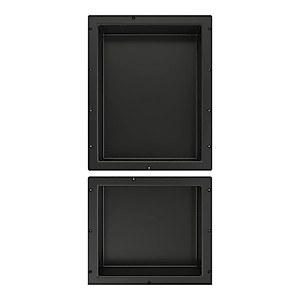 Redi Niche Double Niche Recessed Shower Shelf- Black, Two Inner Shelves, 16-Inch Width x 34-Inch Height x 4-Inch Depth