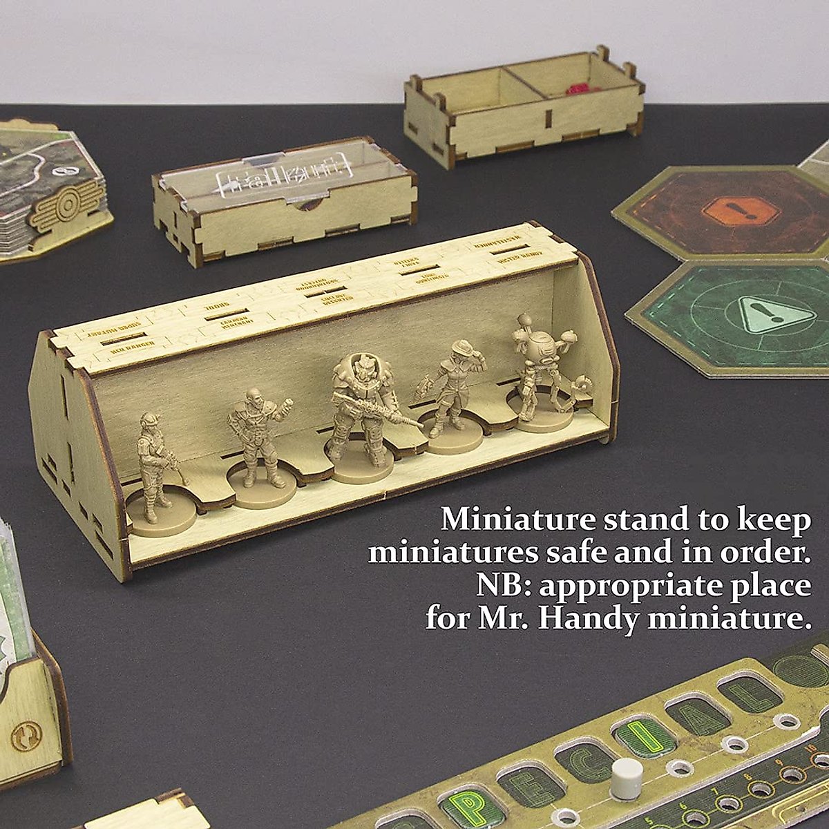 SMONEX Organizer Box Compatible with Fallout New California Board Game and Fallout Atomic Bonds Expansions - Insert Fits The Original Box - Board Game Organizer with Engraved Design