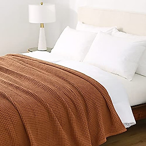 berkshire Organic Cotton Waffle Blanket | All-Season Organic Cotton Woven Waffle Blanket | Cashew | King (108" x 90")